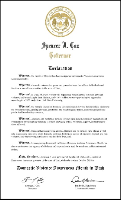 Utah State Officials Declare October as Domestic Violence Awareness ...